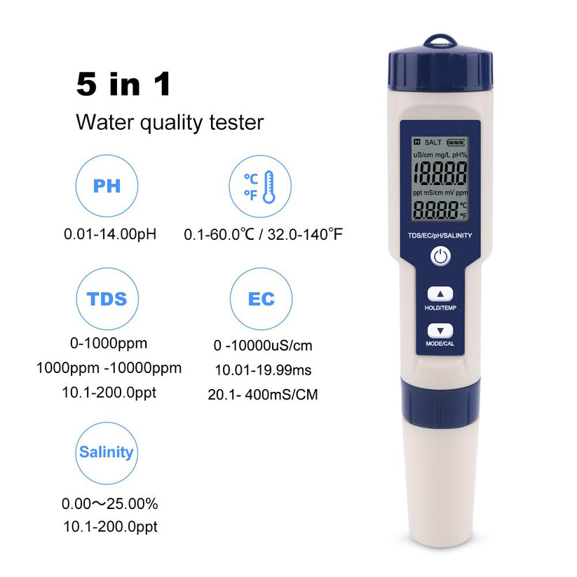 WATER QUALITY TEST METER 5 in 1 – LabBuddy